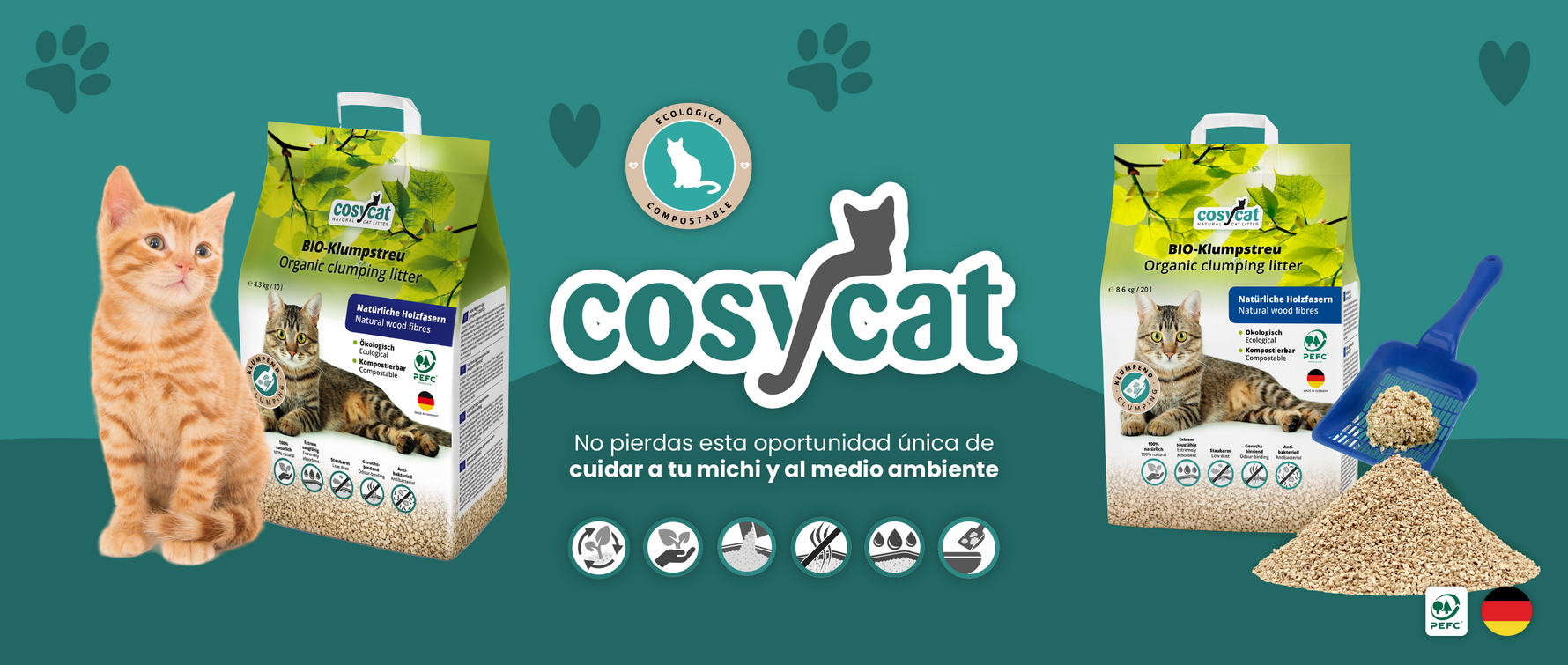 Cosycat | Arena para gatos orgánica aglomerante – cosycat.cl